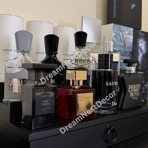 3 Tier Wooden Cologne Organizer With Drawer | Perfume Organizer ...