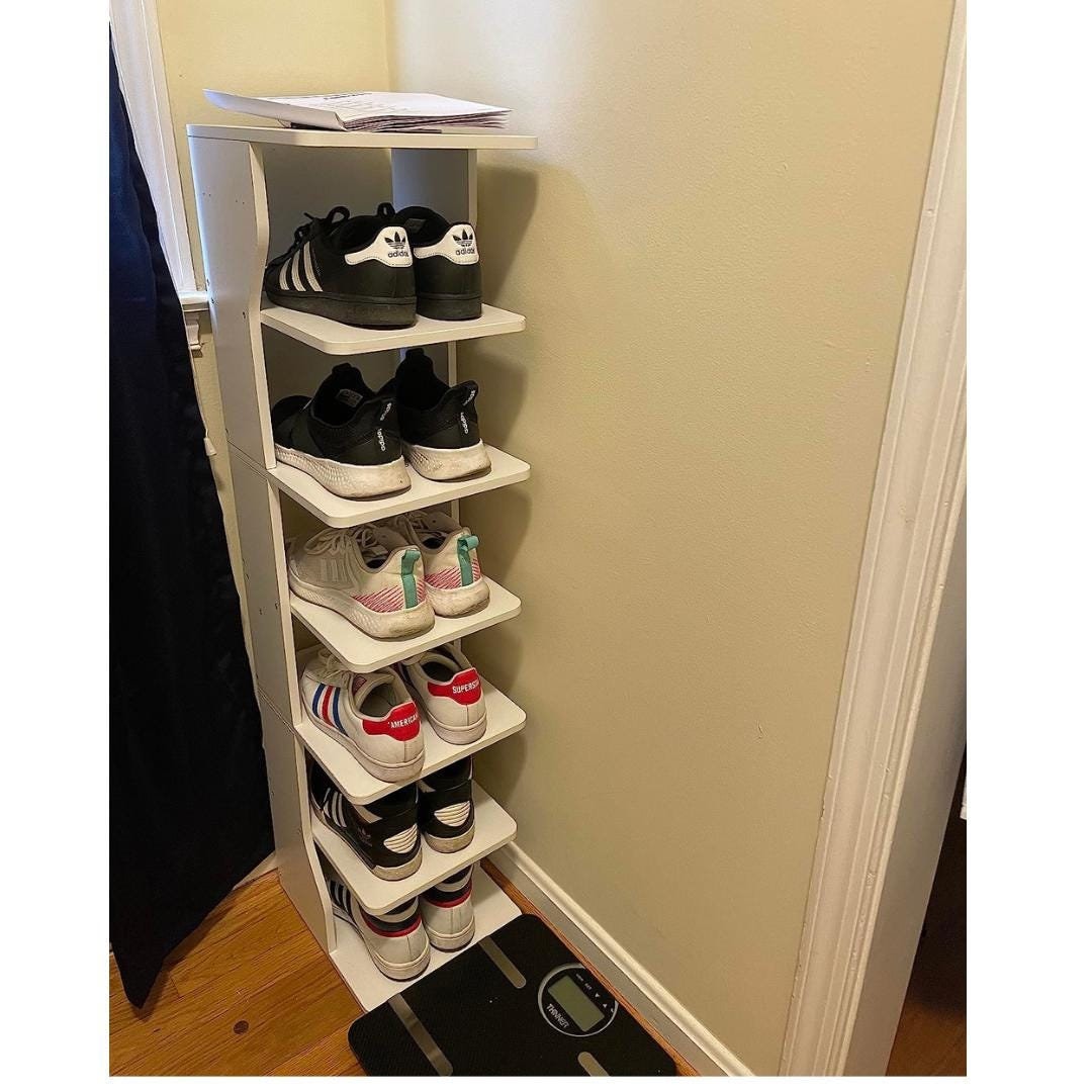 7 Tier Wooden Vertical Shoe Rack With 2 Hooks | Shoe Storage | Shoe ...