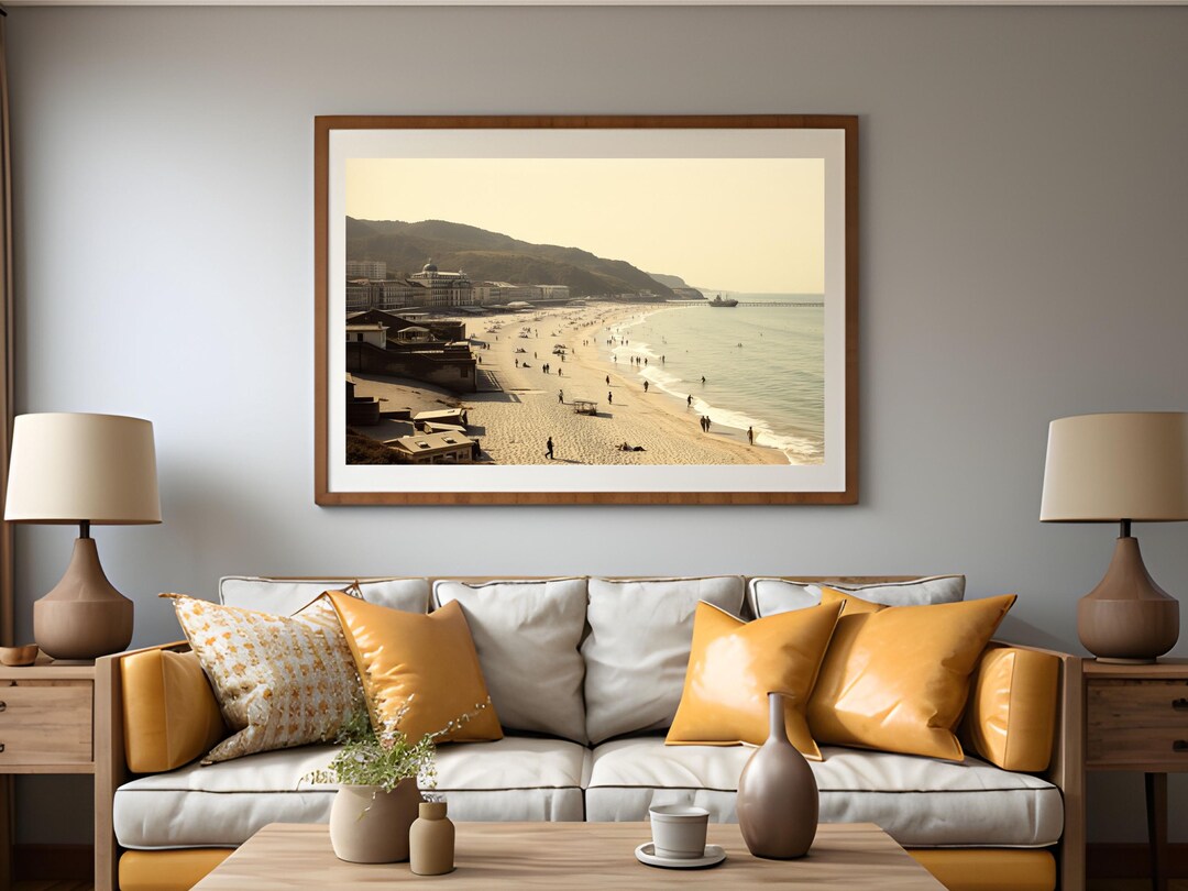Printable Vintage Beach Scene | Vintage Beach Art Print | Wall Art ...