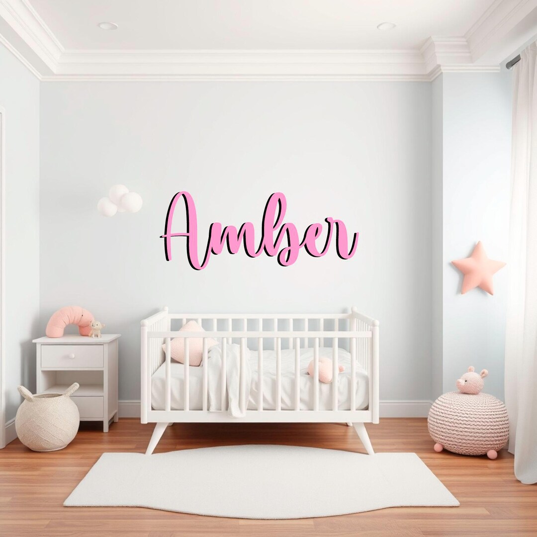 Personalized Double Layer Name Wall Decal | Girl 3D Wall Decal for ...