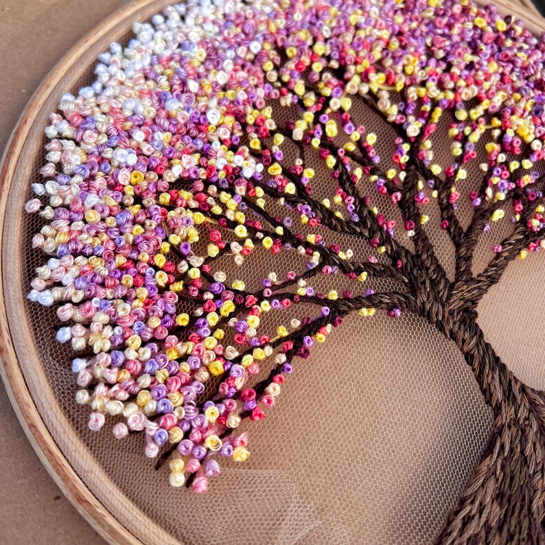 Blossom Tree Embroidery - Individual Commission (custom Colour Scheme ...