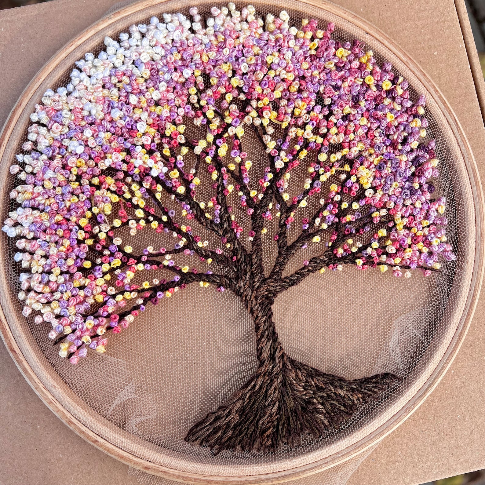 Blossom Tree Embroidery - Individual Commission (custom Colour Scheme ...