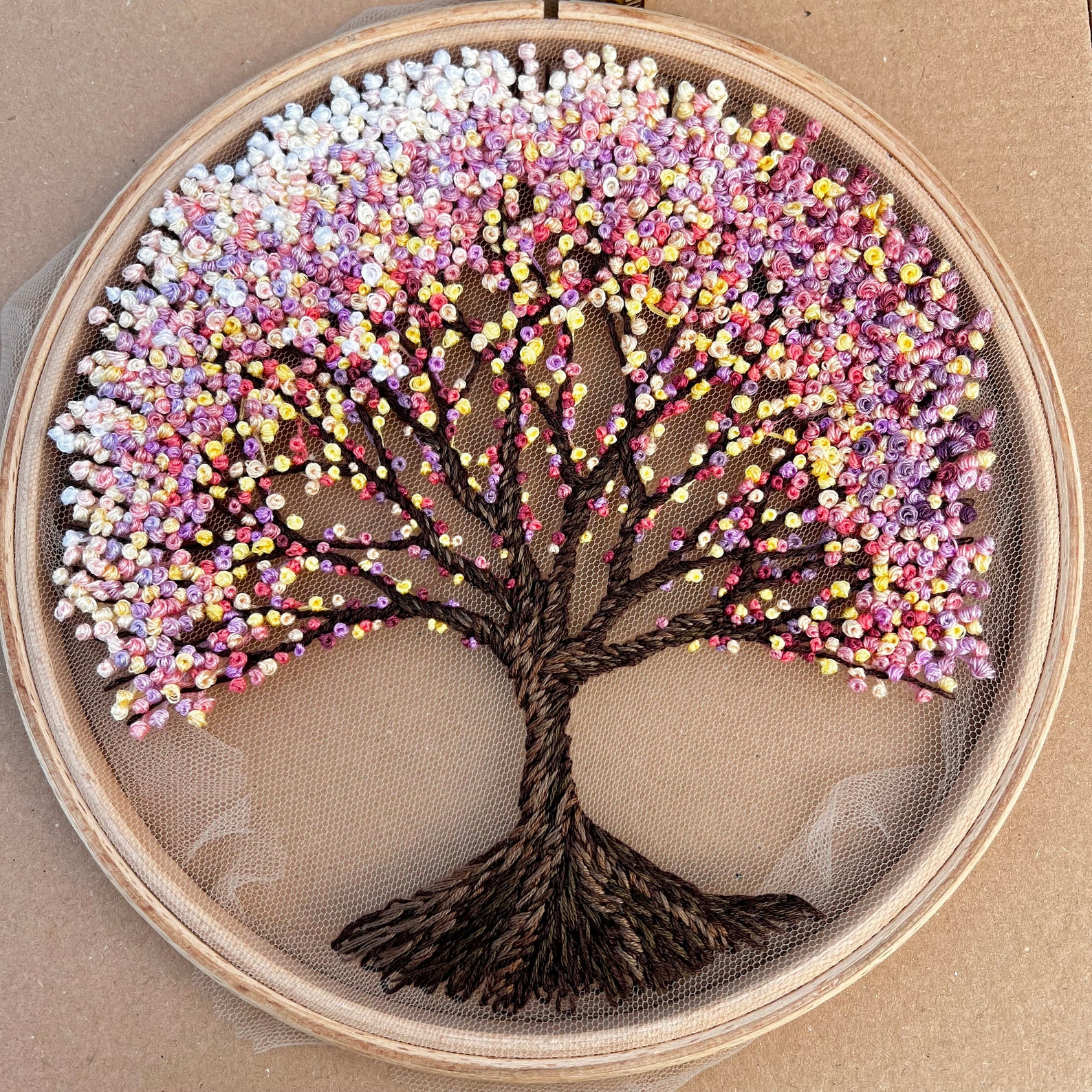 Blossom Tree Embroidery - Individual Commission (custom Colour Scheme ...