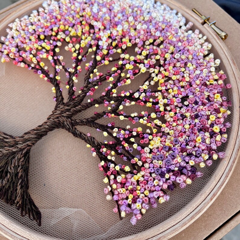 Blossom Tree Embroidery - Individual Commission (custom Colour Scheme ...