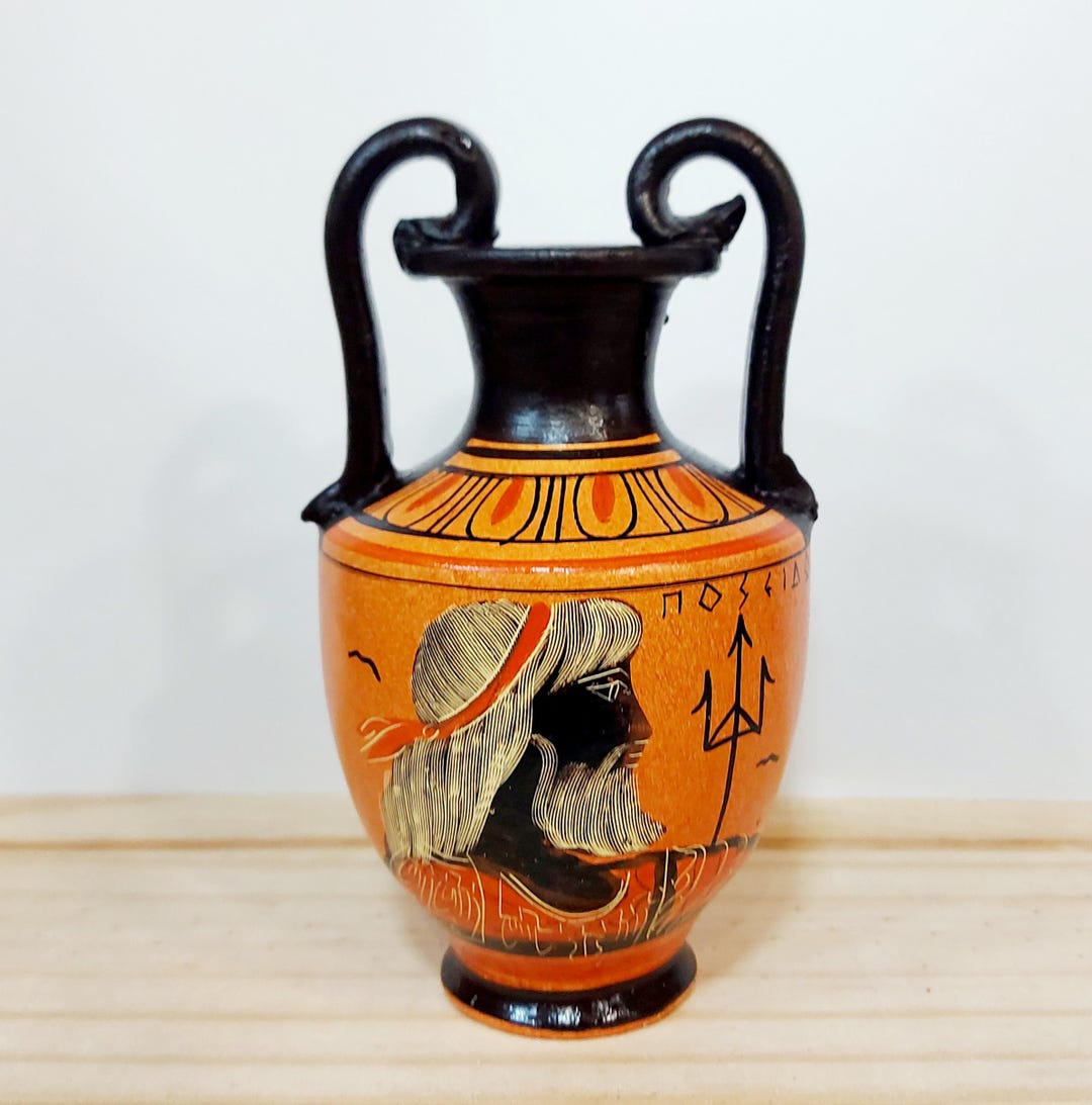 Greek Vase Poseidon . 12,5x8cm./ 5x3 In. - Etsy