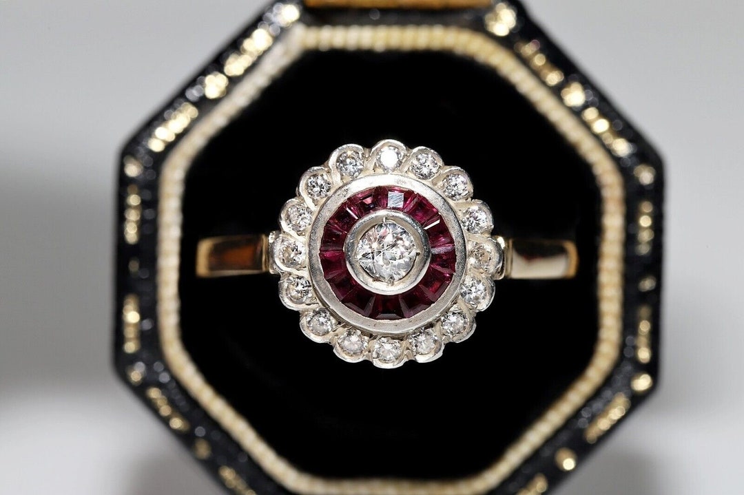 Vintage Circa 1980s 14k Gold Top Silver Natural Diamond and Caliber ...