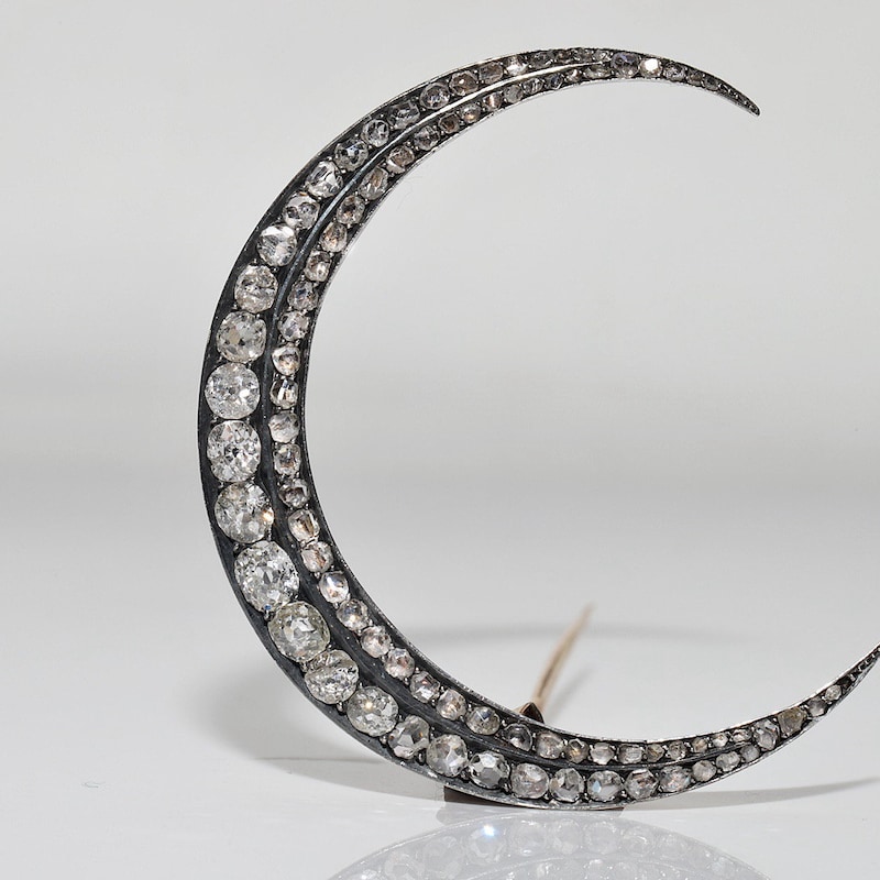 Silver Moon Brooch - Etsy