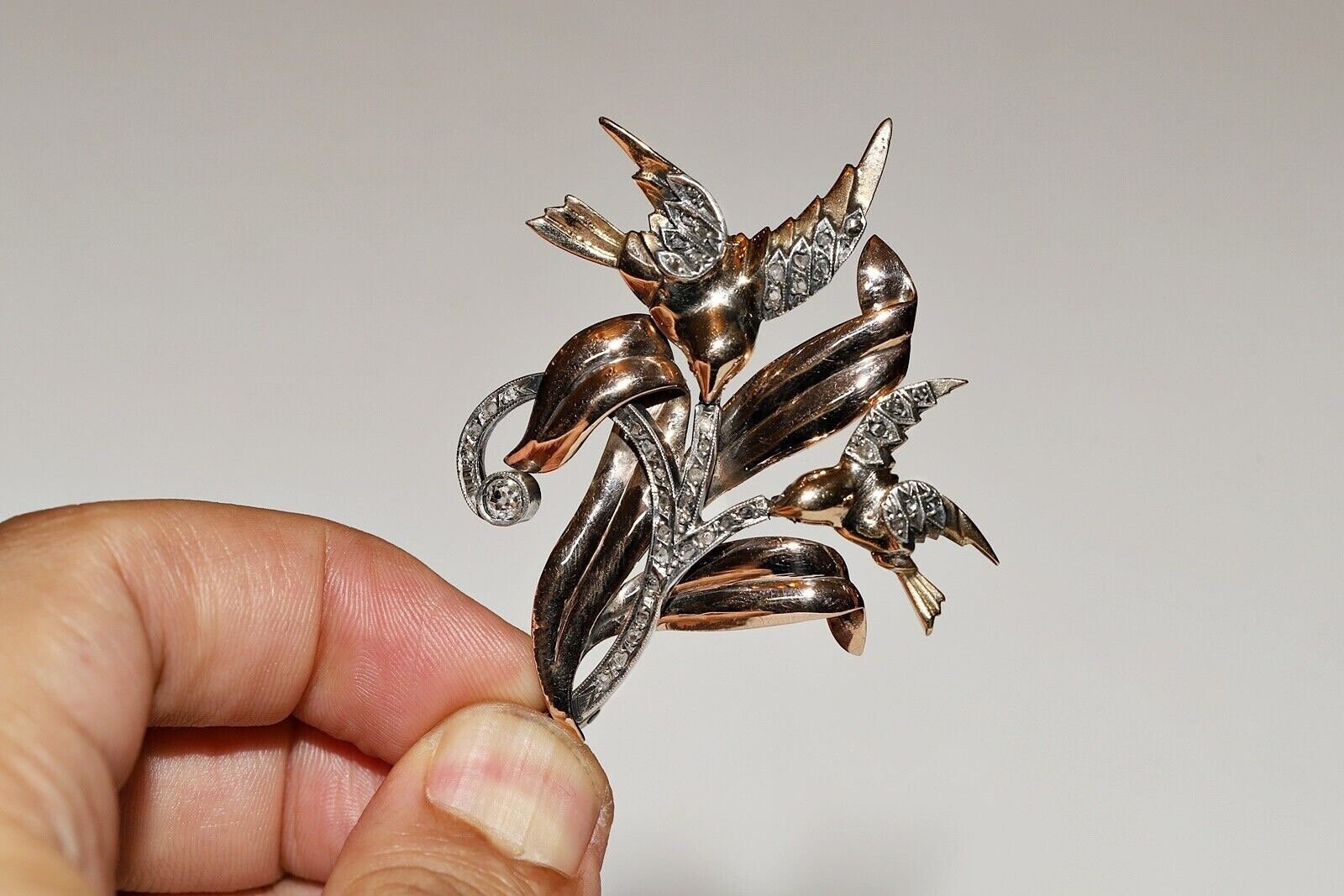 Vintage Circa 1960s 14k Gold Natural Diamond Bird Decorated Brooch - Etsy