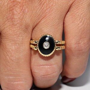 New Made 18k Gold Natural Diamond and Enamel Decorated Two Face Ring - Etsy