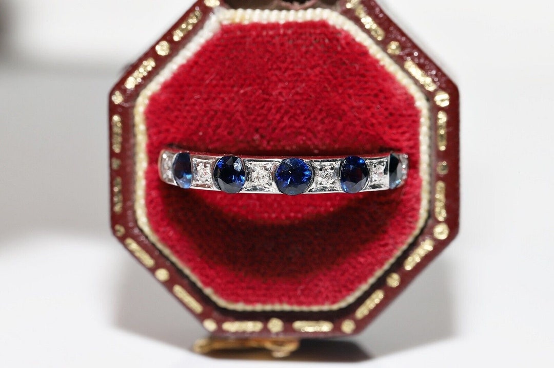 Vintage Circa 1990s 18k Gold Natural Diamond and Sapphire Decorated ...
