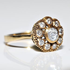 Vintage Circa 1990s 18k Gold Natural Diamond Decorated Cocktail Ring - Etsy