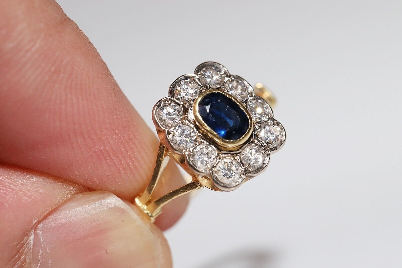 Vintage Circa 1960s 18k Gold Natural Diamond and Sapphire Decorated ...