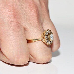 Vintage Circa 1990s 18k Gold Natural Diamond Decorated Cocktail Ring - Etsy