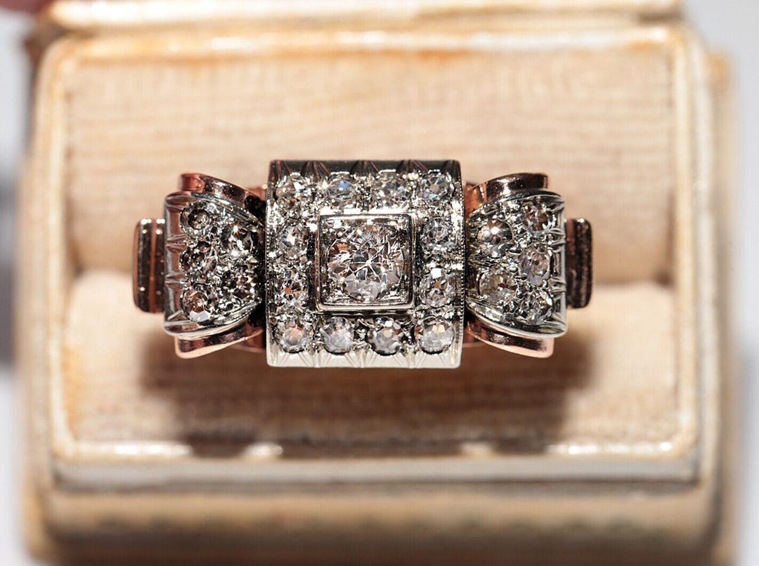 Antique Circa 1900s 14k Gold Handcrafted Natural Diamond Decorated Tank ...