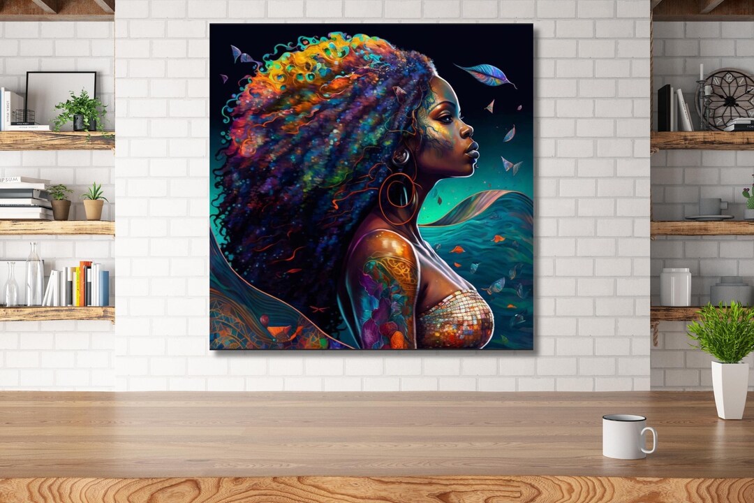 Afro Black Woman Graffiti Art Canvas,colorful Afro-inspired Print ...