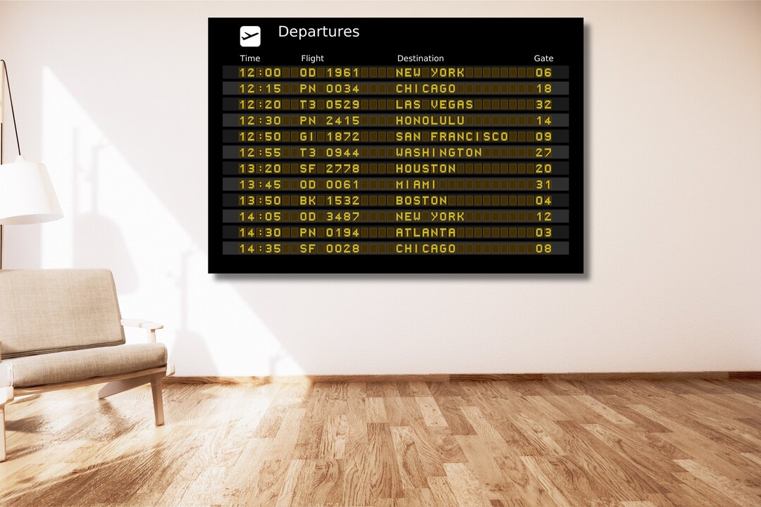 Airport Departure Wall Decor Print|custom Departures Art|airport ...