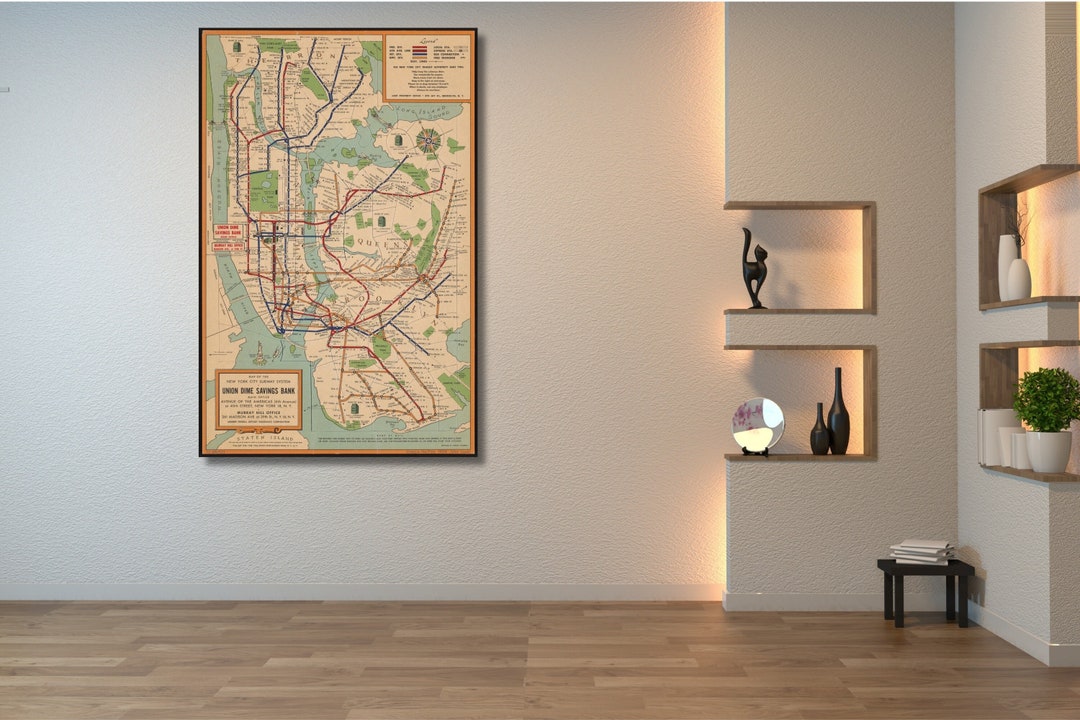New York City Subway Map Vintage Style Map of NYC Subway|nyc Subway ...