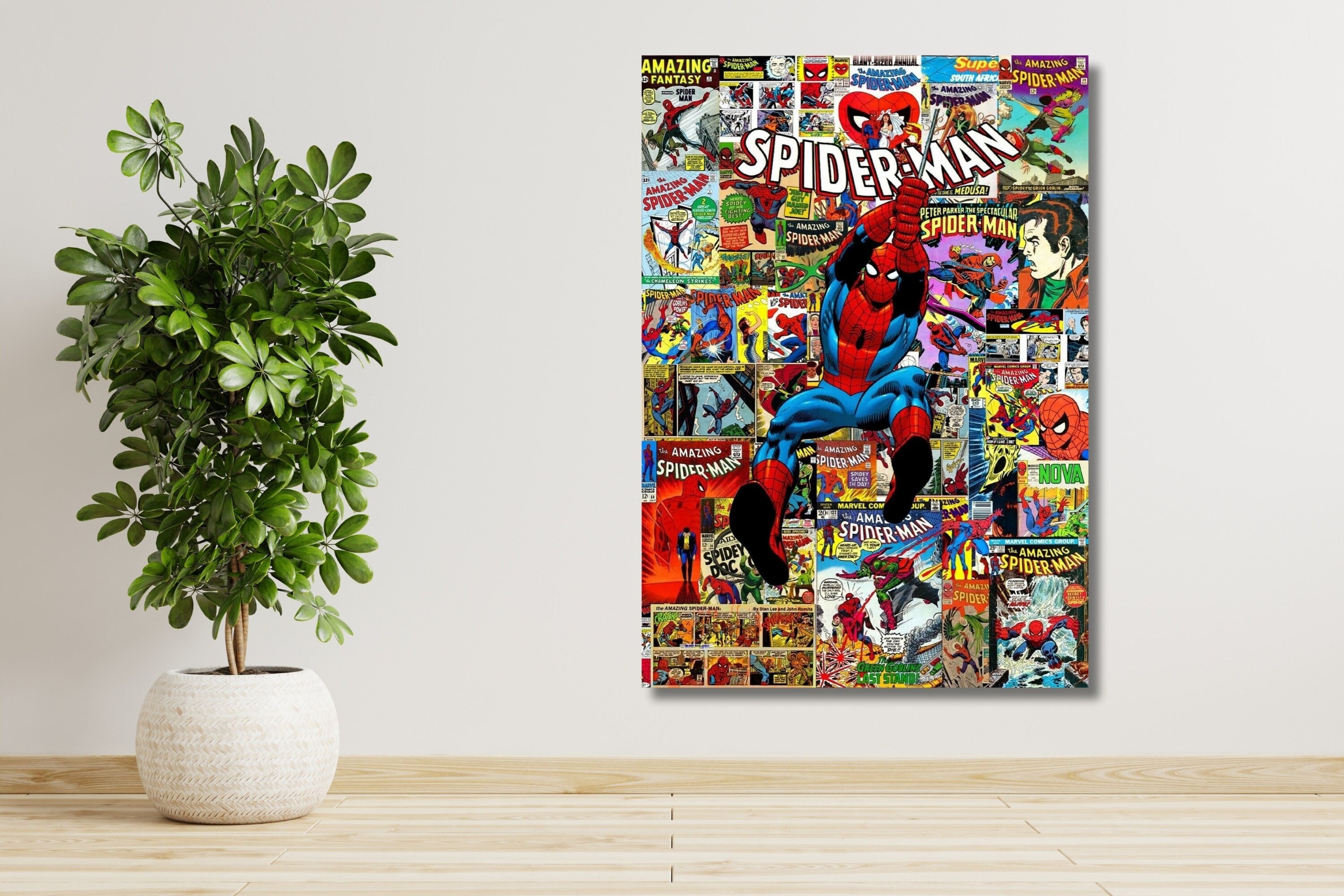 Spiderman Comic Book Cover Poster Canvas Wall Art, Spiderman Art Print ...