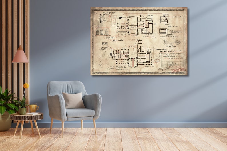 Resident Evil Map Poster|the Spencer Mansion Plan Canvas Wall Art|man ...