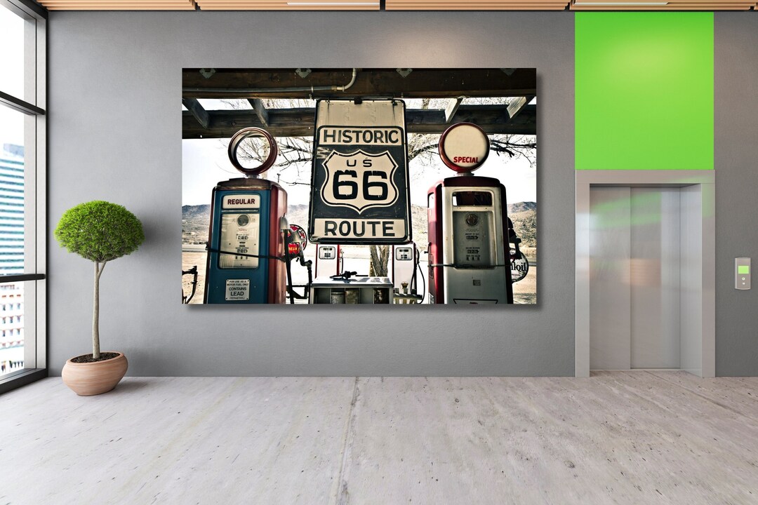 American Vintage Petrol Station Canvas Wall Art|american Vintage Petrol ...