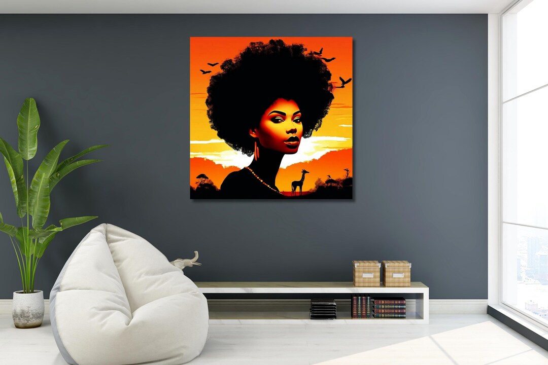 Black Woman Sunset Graffiti Art Canvas,colorful Afro-inspired Print ...