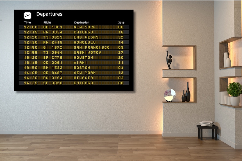 Airport Departure Wall Decor Print|custom Departures Art|airport ...