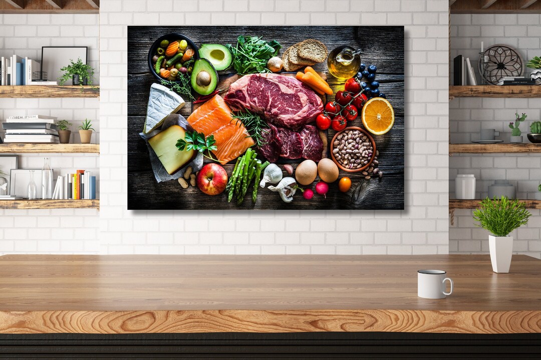 Table With Food Nutritional Meal Poster Print, Food Canvas Print ...