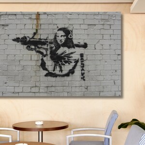 Banksy Mona Lisa Bazooka Wall Art, Banksy Mural, Famous Woman Art ...