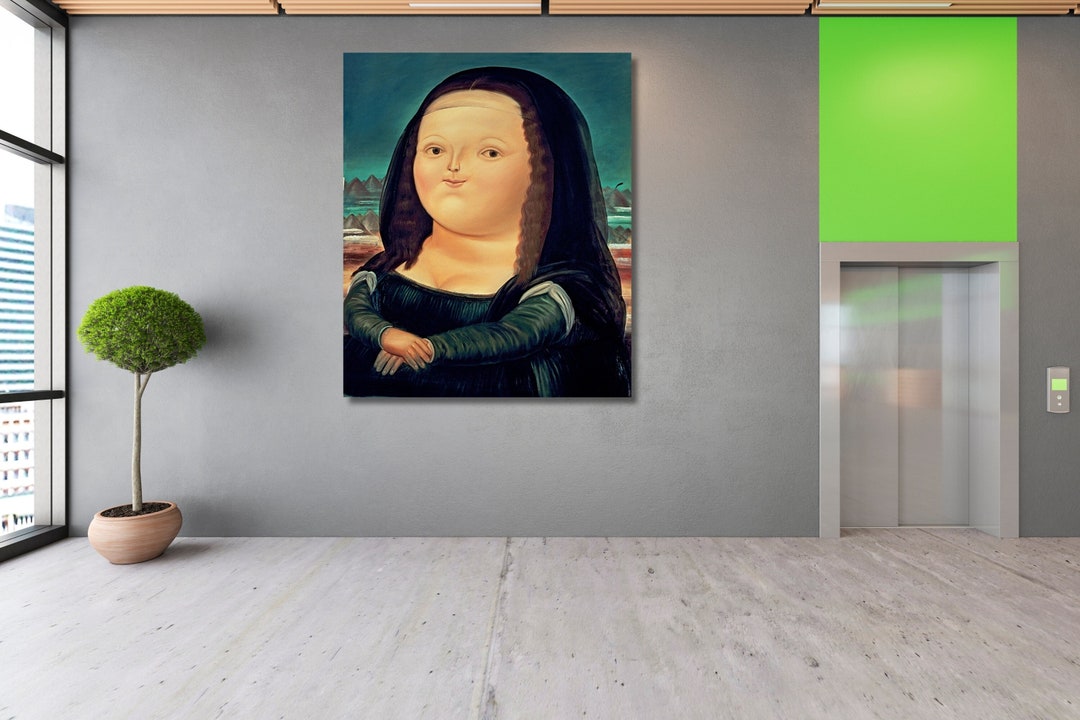 Fat Mona Lisa Parody Canvas Print,by Fernando Botero,office Decor Wall ...