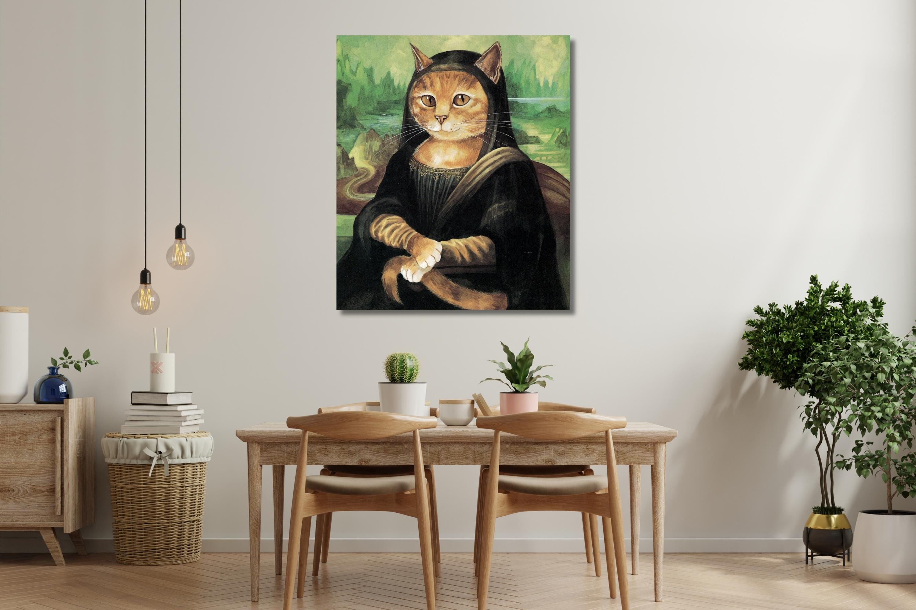 Mona Lisa Cat Poster,mona Lisa Artworks Reproduction,gift for Her,cat ...