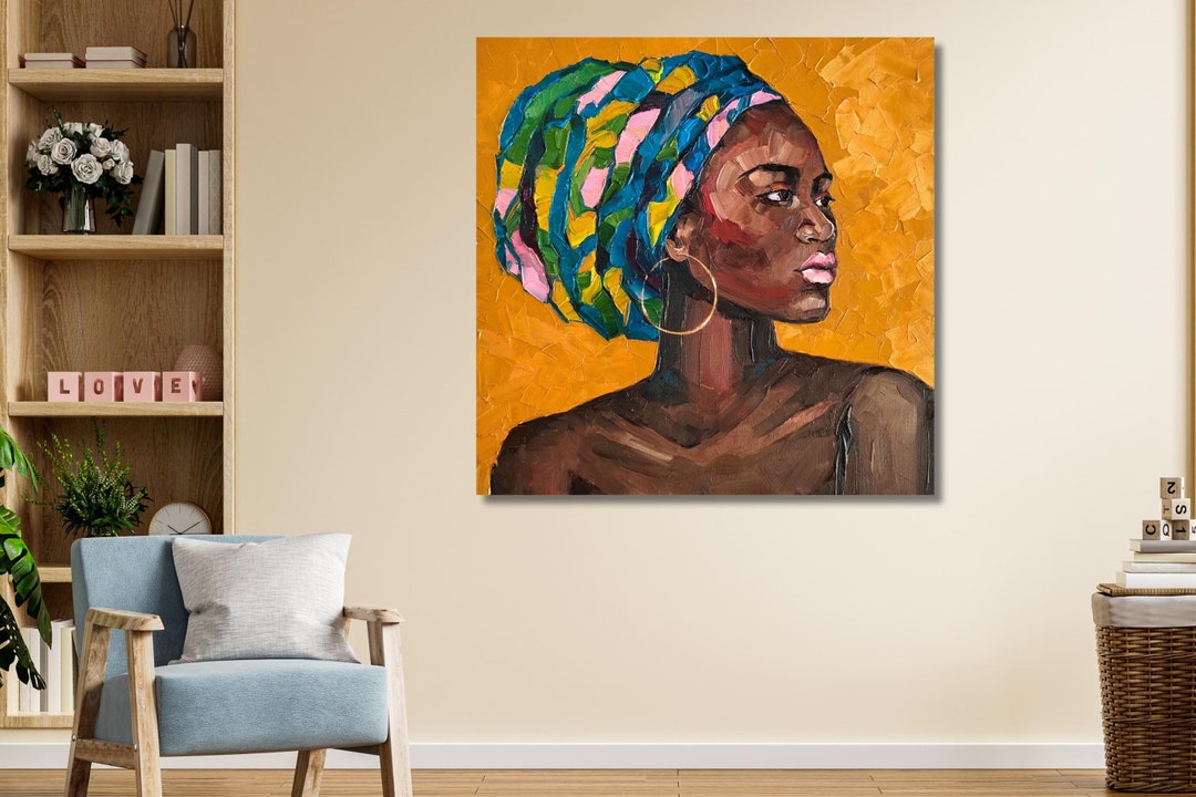 Afro Black Woman Graffiti Art Canvas,colorful Afro-inspired Print ...