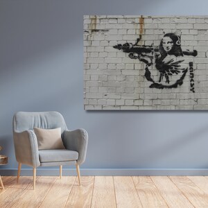 Banksy Mona Lisa Bazooka Wall Art, Banksy Mural, Famous Woman Art ...