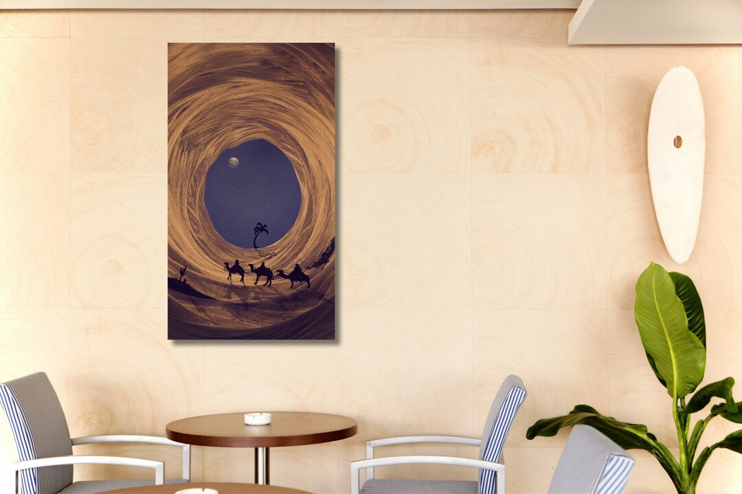 Camel in Desert Illustration, Animal Canvas Wall Art, Camel Walking ...