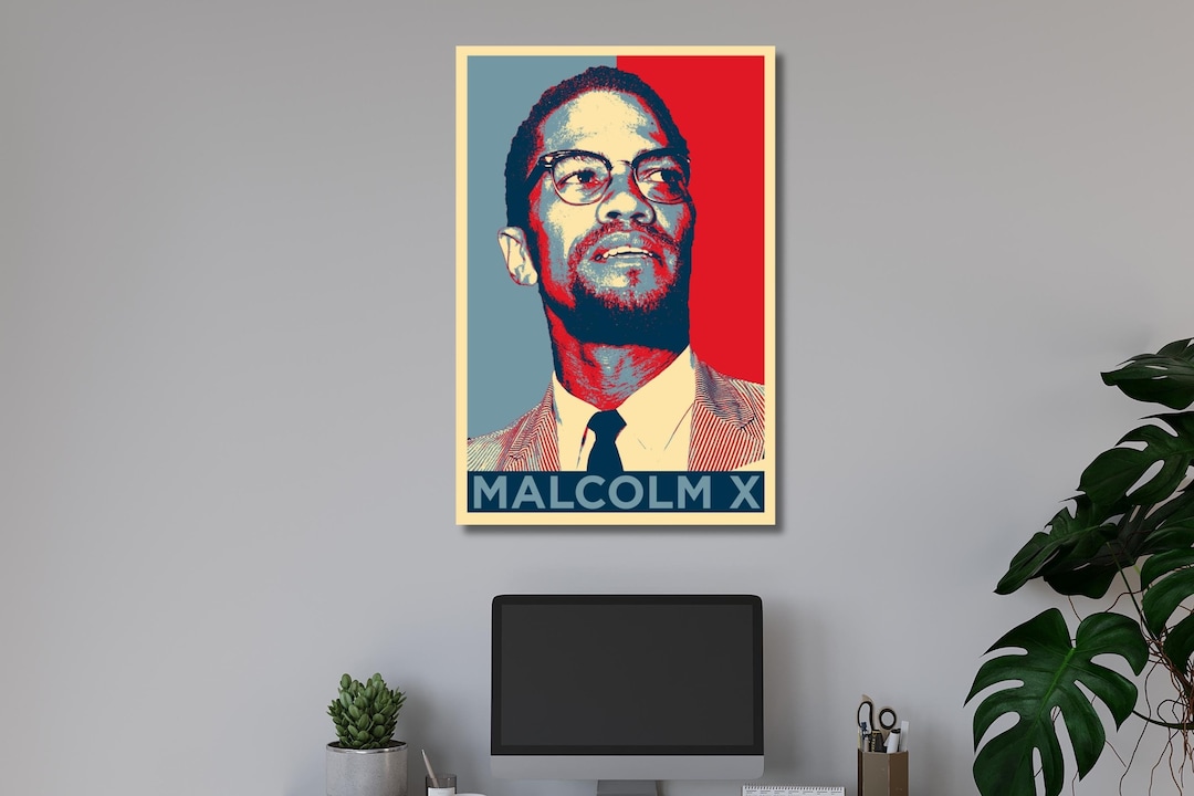 Malcolm X Portrait Inspirational Wall Art,powerful Civil Rights Leader ...