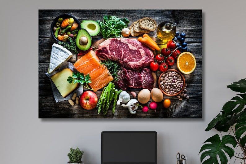Table With Food Nutritional Meal Poster Print, Food Canvas Print ...