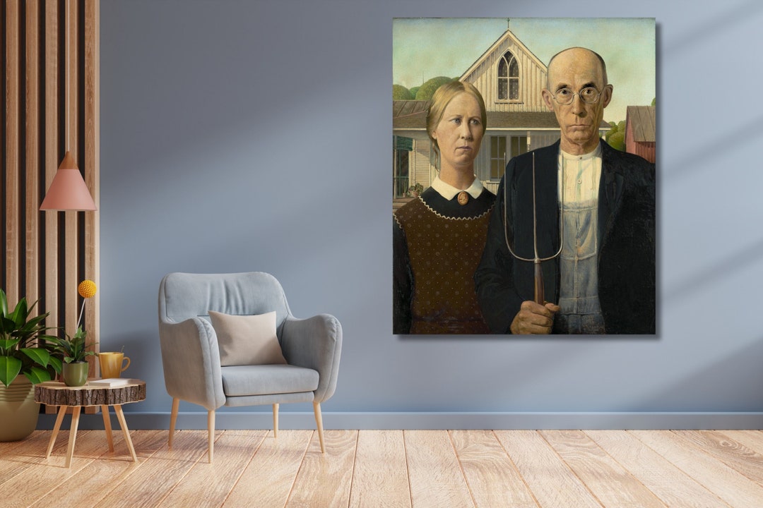 Grant Wood American Gothic 1930 Canvas Wall Art,american Gothic Print ...