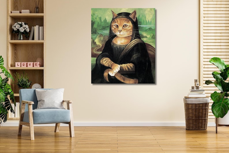 Mona Lisa Cat Poster,mona Lisa Artworks Reproduction,gift for Her,cat ...