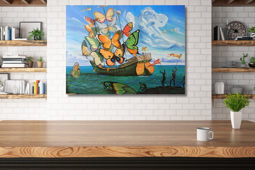 Salvador Dali Ship With Butterfly Sails Art|dali Canvas|art ...