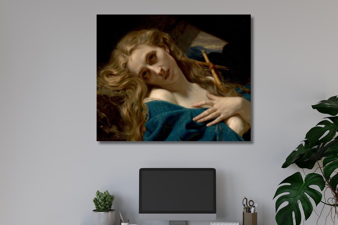 Magdalene in the Cave by Hugues Georges Merle Canvas Wall Art,classic ...