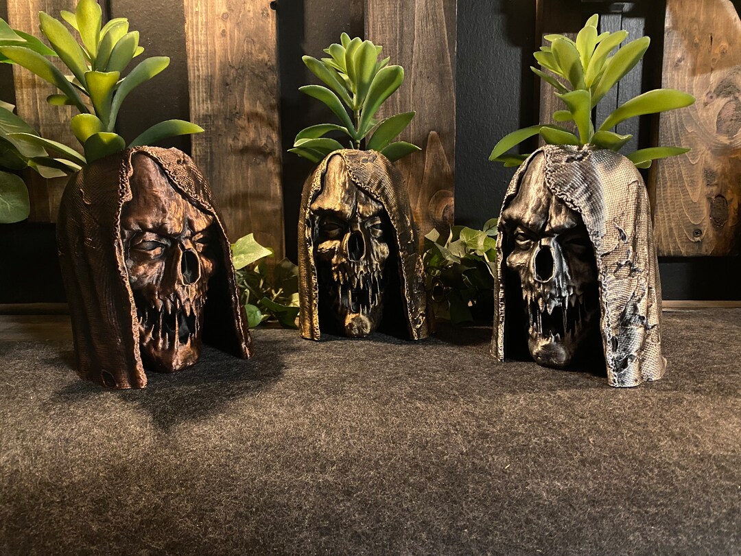 Vintage Style Detailed Demonic Zombie Hand Painted Flower Pot Planter ...