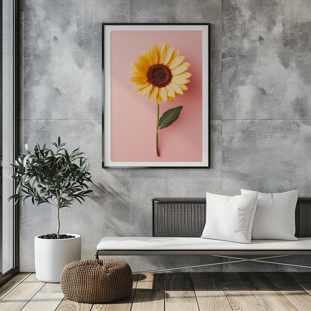 Sunflower Vintage High Contrast Digital Artwork - Etsy