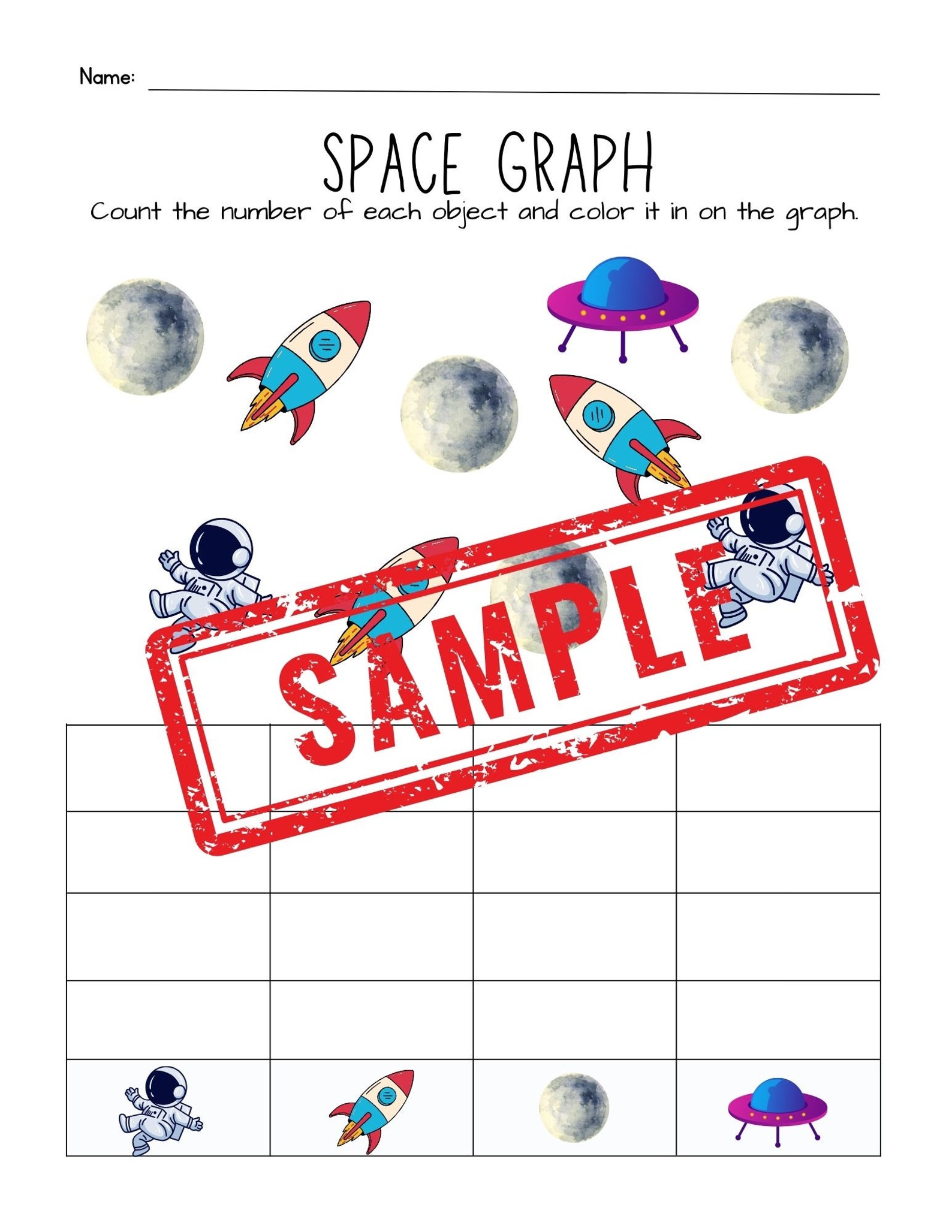 4 Preschool Graphs: Space/zoo/fruits/pets - Etsy