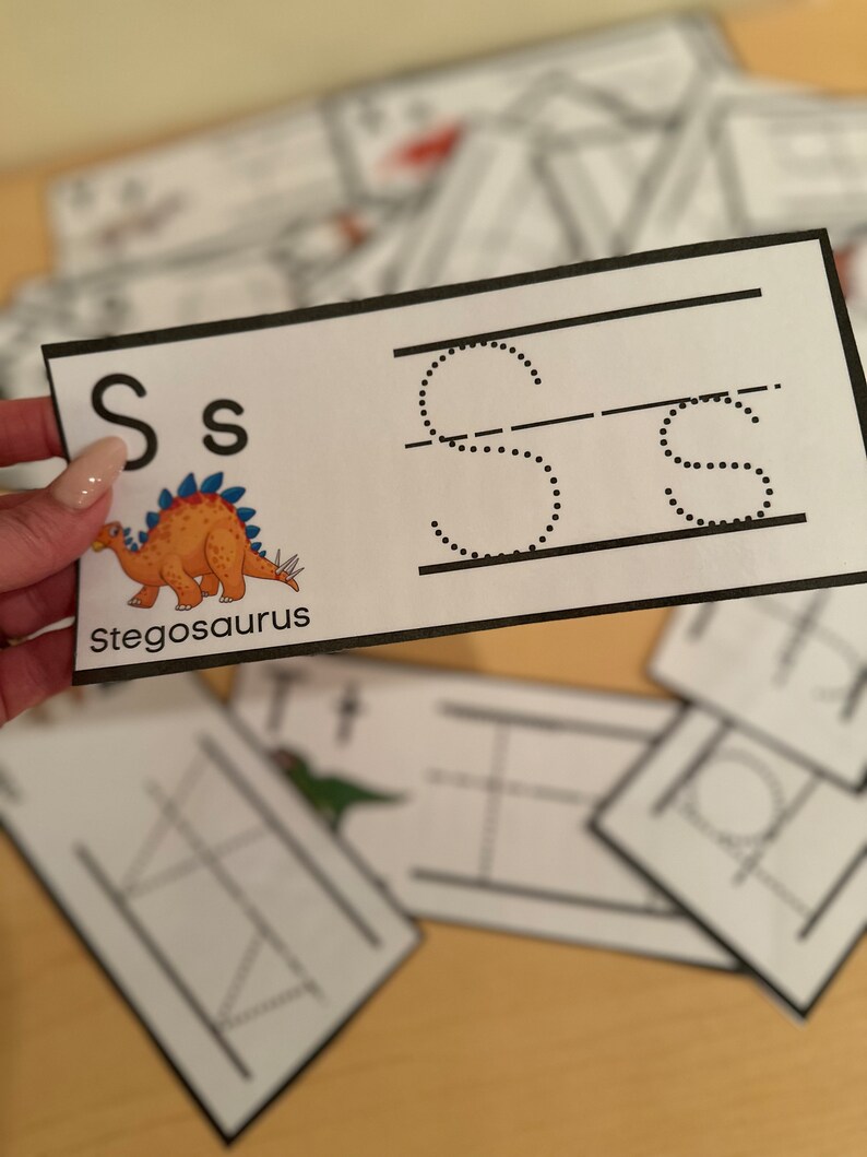 Dinosaur Alphabet Tracing Cards - Etsy