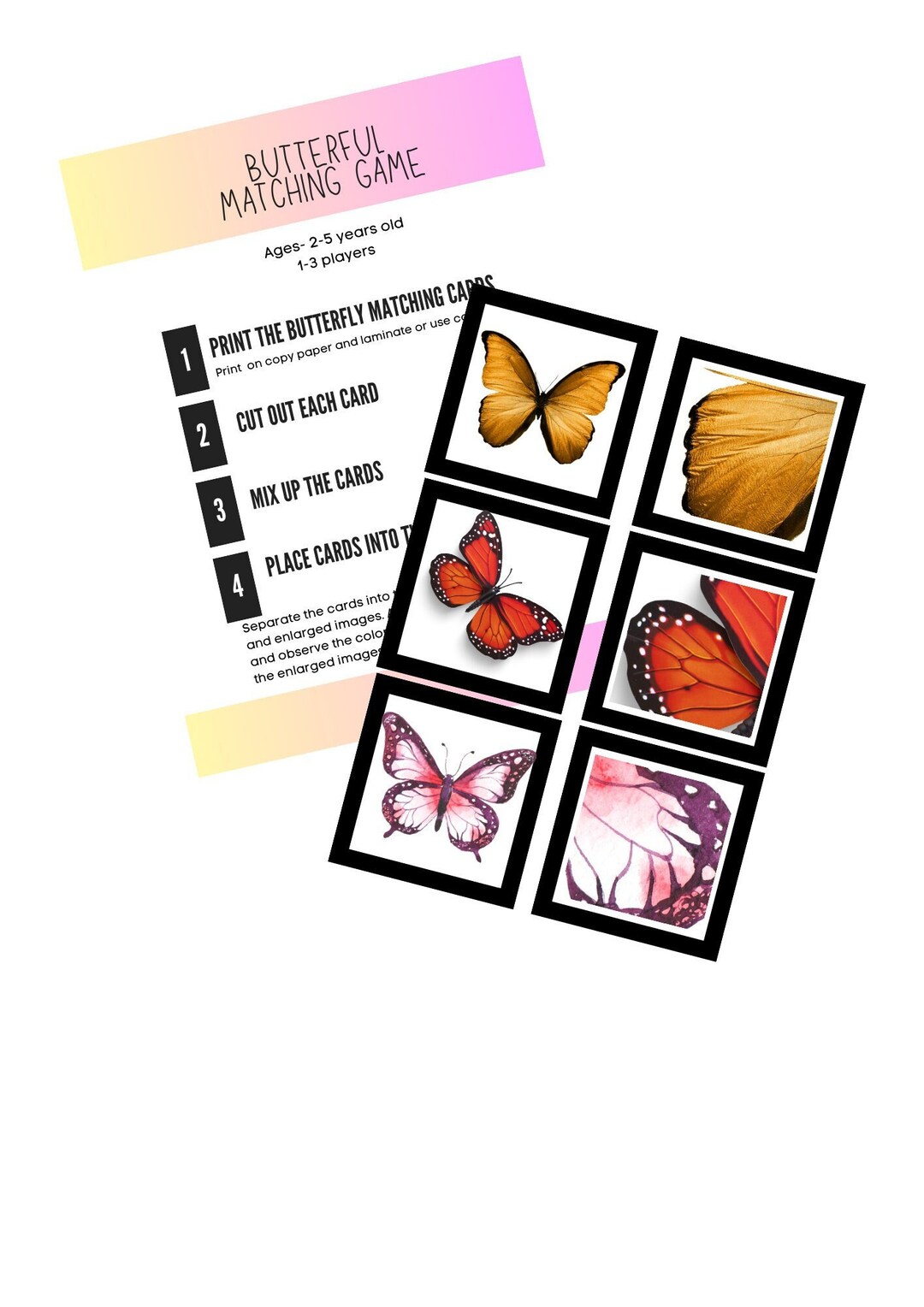 Butterfly Matching Game - Etsy