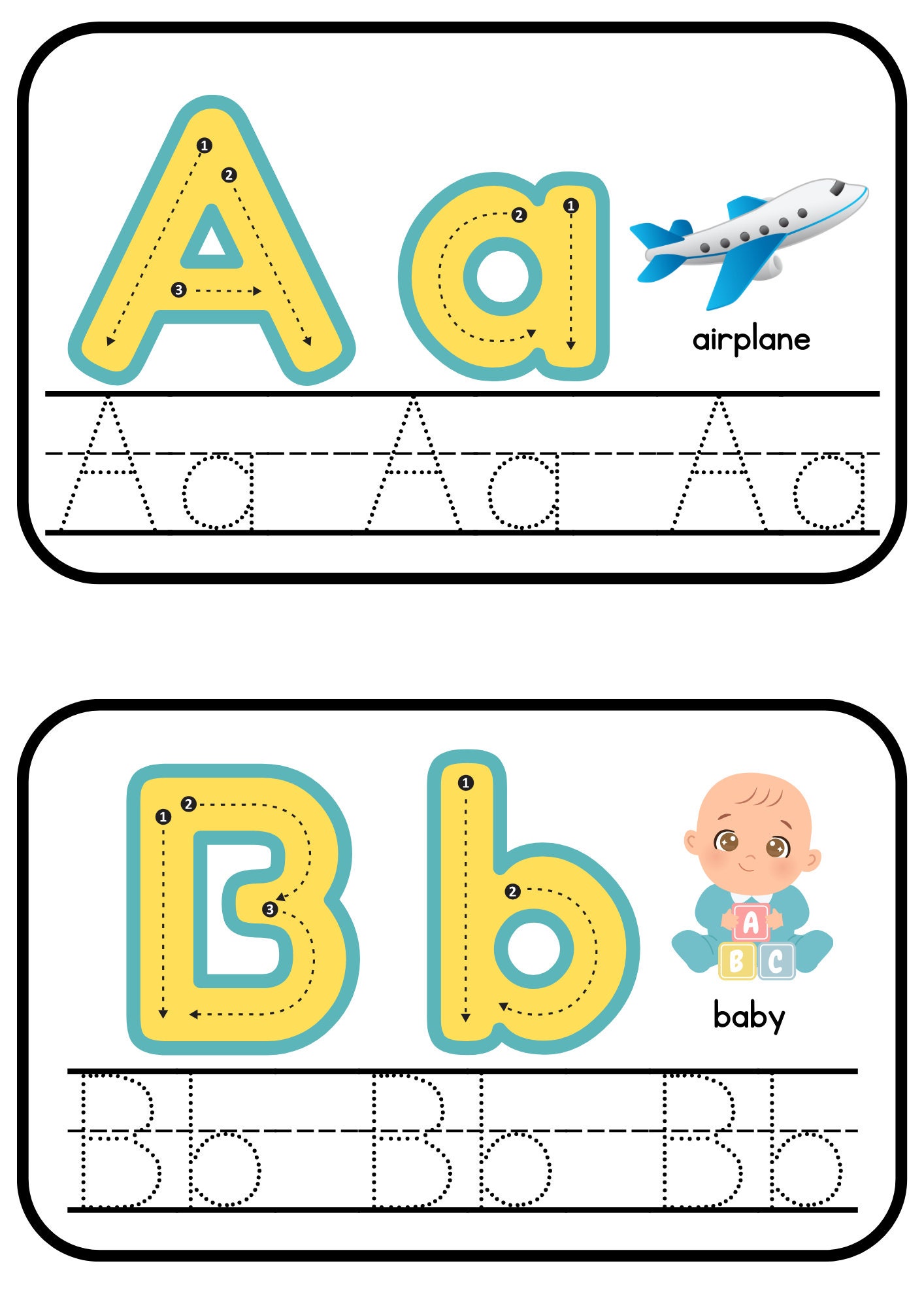 Small Alphabet Tracing Cards - Etsy