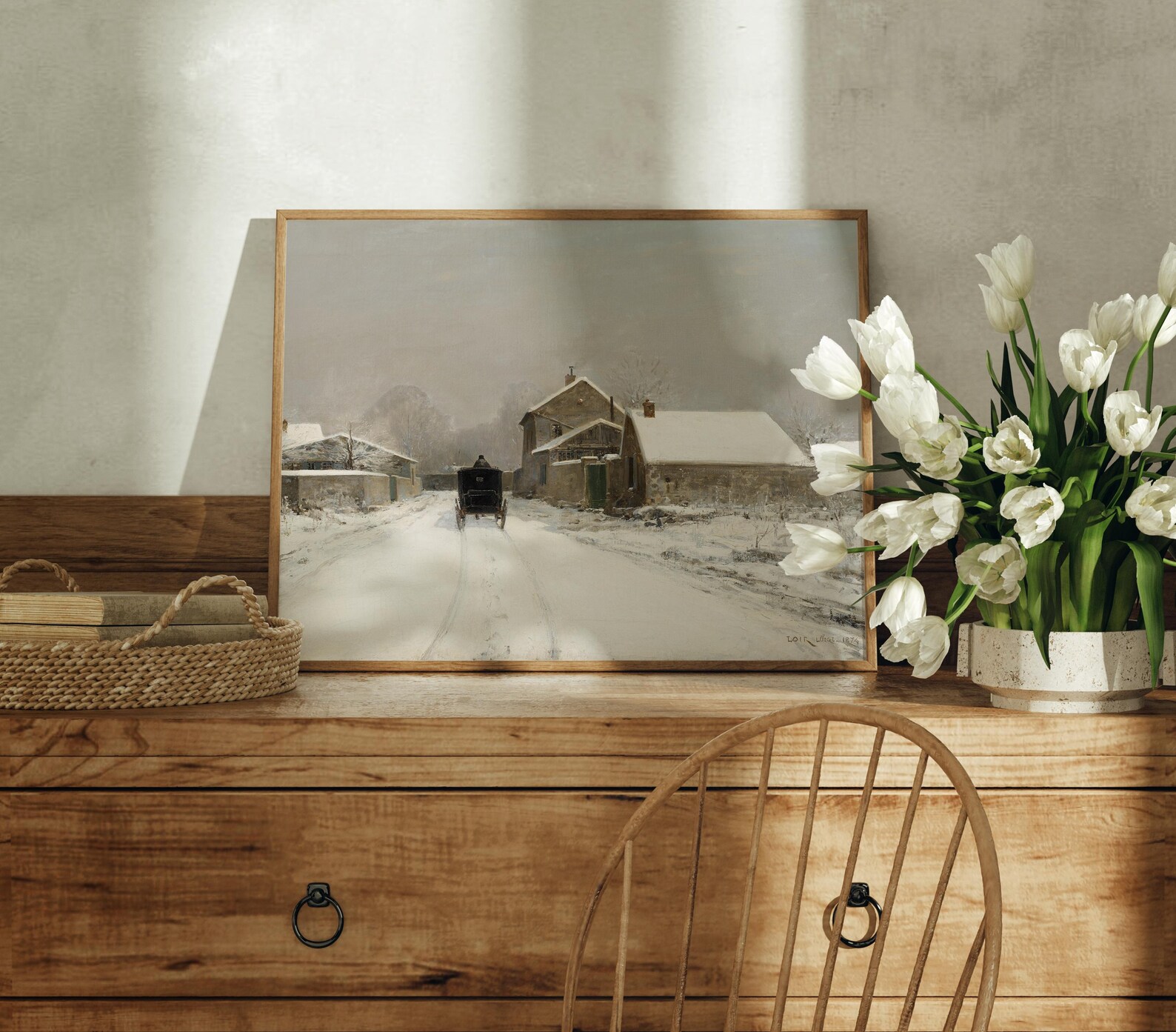 Rustic Winter Landscape Print, Christmas Wall Decor, Holiday Farmhouse ...