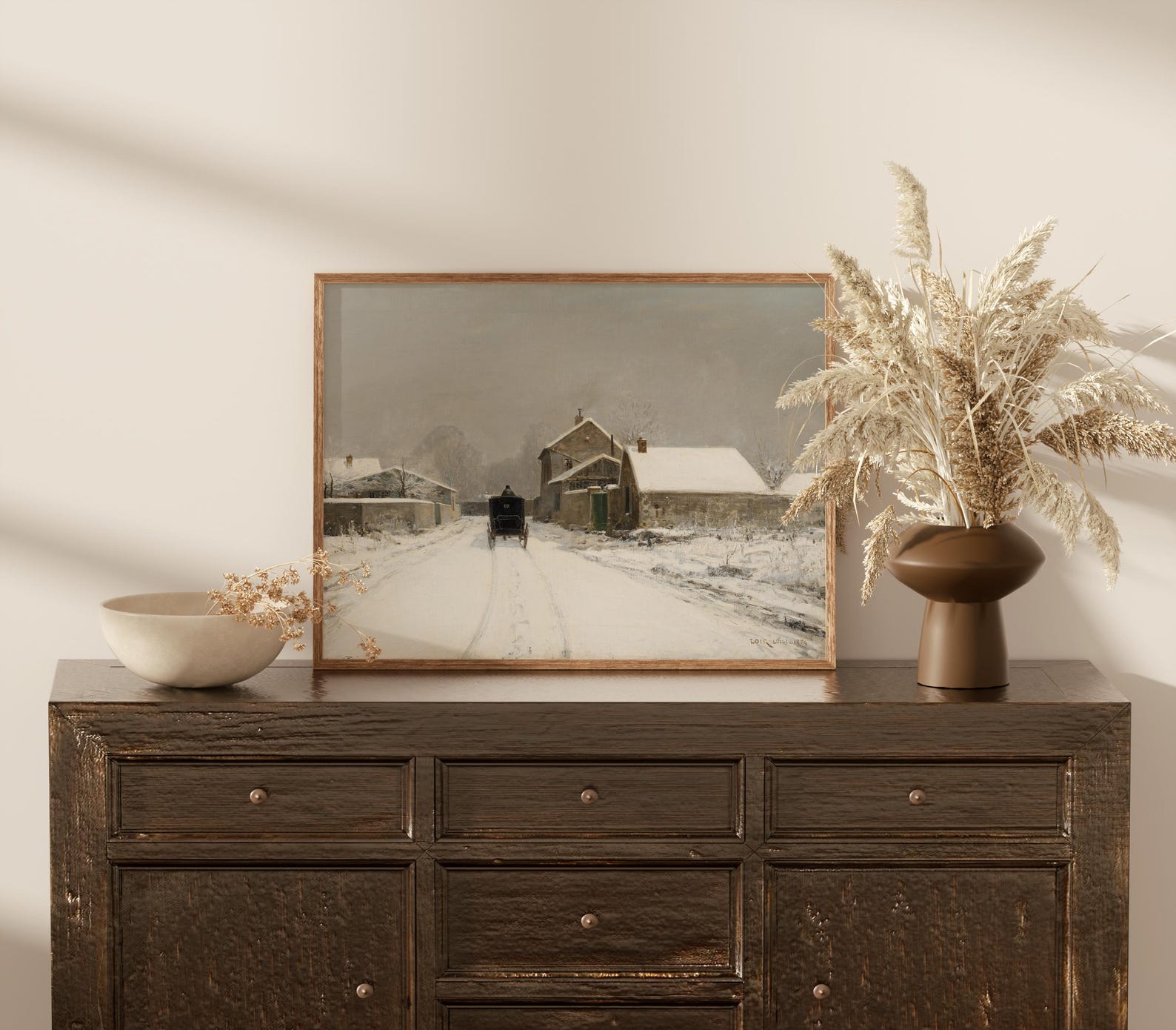 Rustic Winter Landscape Print, Christmas Wall Decor, Holiday Farmhouse ...