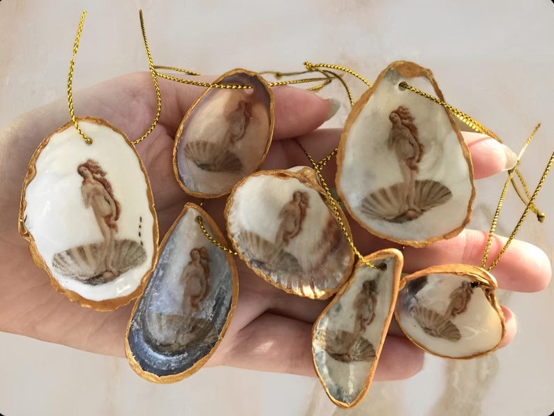 Handmade Botticelli Birth of Venus Ukrainian Black Sea Hanging Shells ...