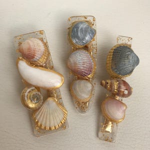 Set of 3 Handmade Natural Sea Shell Hair Clips| Barrette Mermaid Gold ...