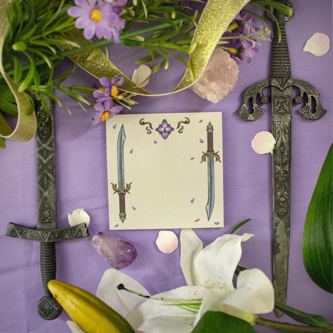 Elegant Fantasy Sword Sticky Notes, Minimalist Knightly Sword Memo Pads ...